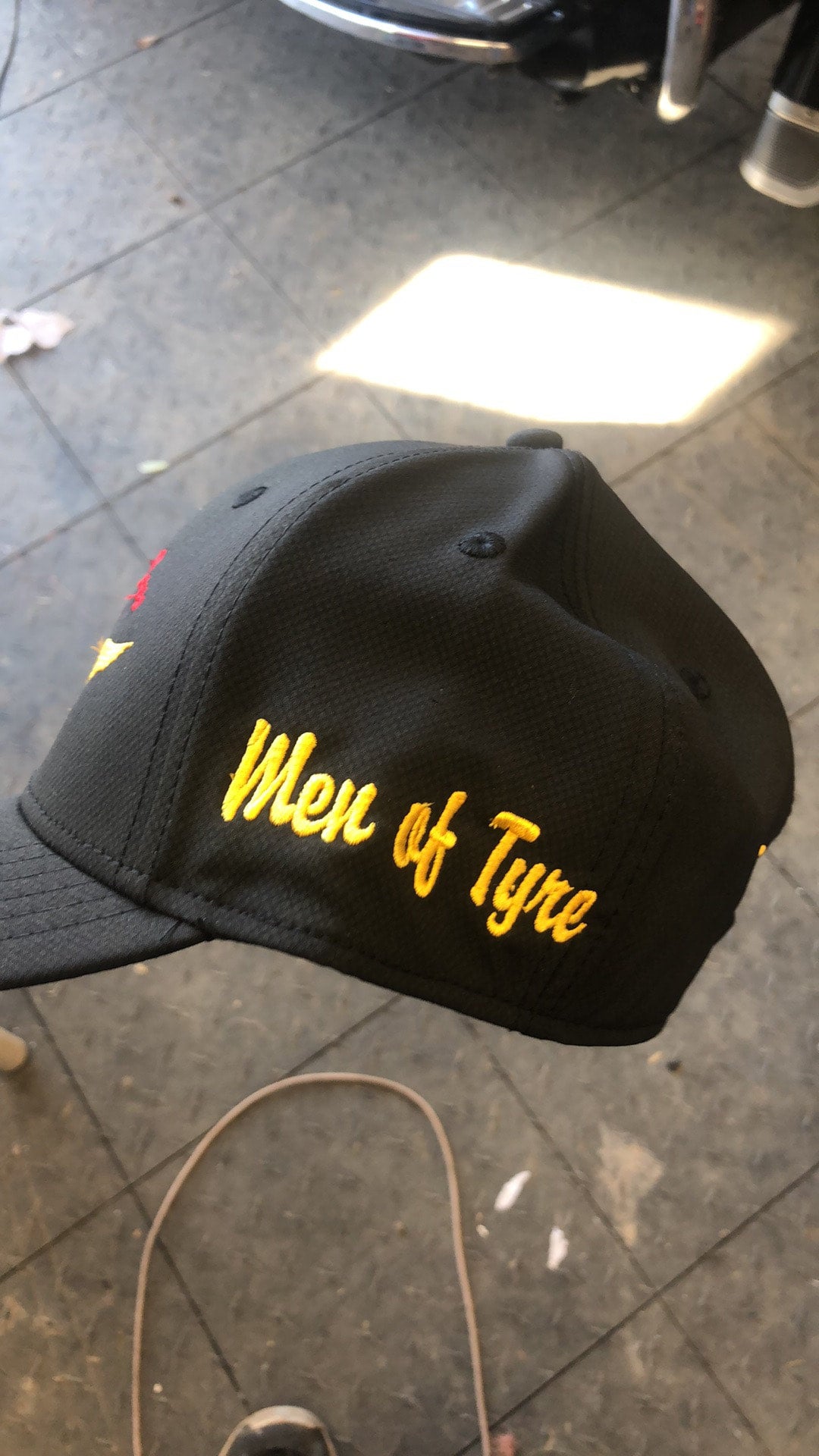 Hat offset left full color Widows Sons Logo three sides custom text ...
